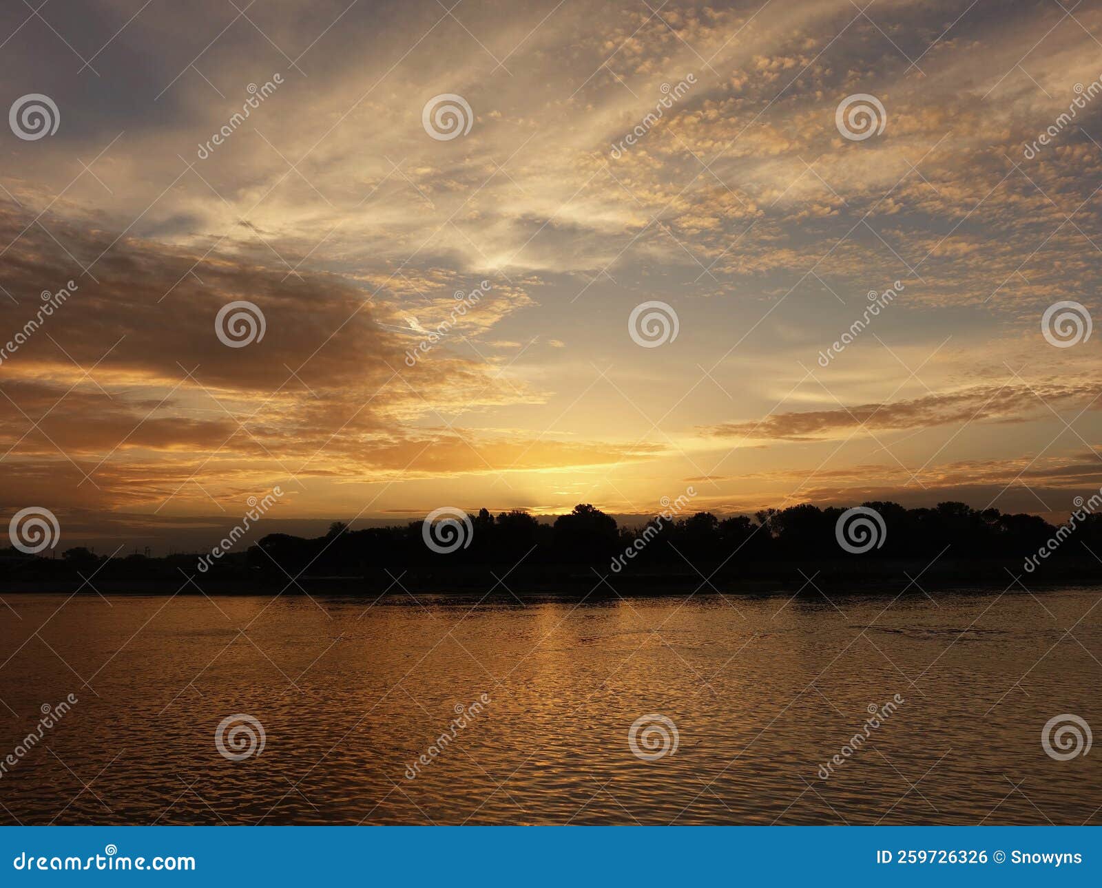Morning Landscape of the River in the Light of a Rising Sun and Tiny ...