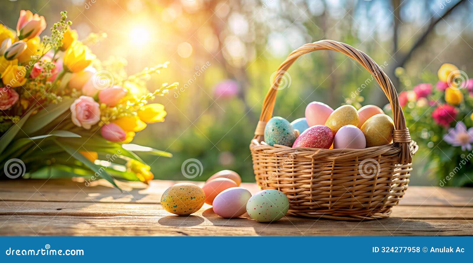 Light Easter Background In Pastel Colors. Template For Design. Mock Up ...