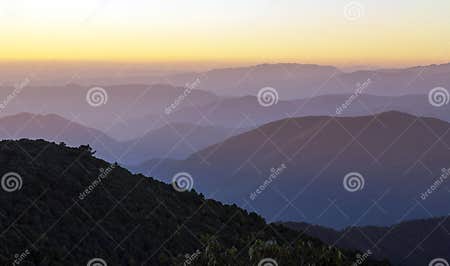 Morning Light Rises Across Mountaintops Stock Image - Image of haze ...