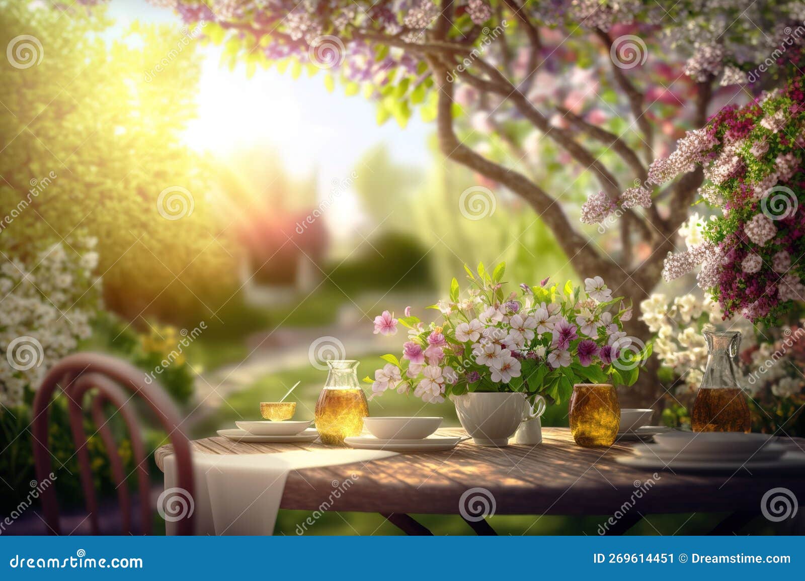 Morning Light during Spring Time. Breakfast Table Outdoors Stock ...