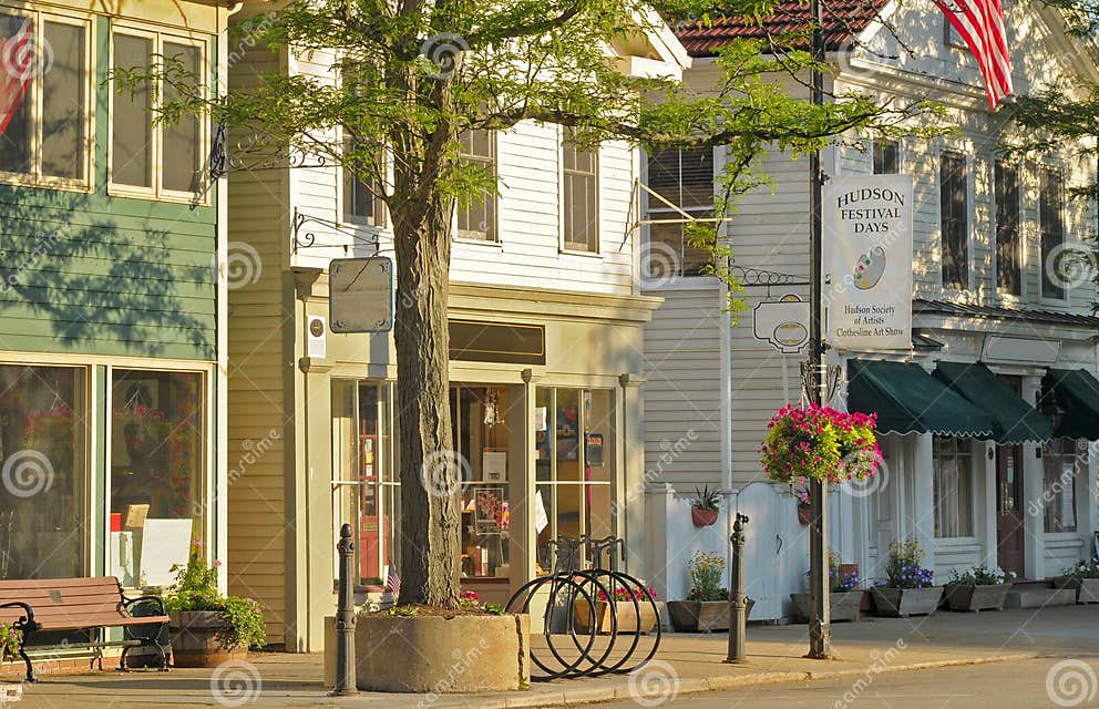Morning on Main Street stock image. Image of banner, businesses - 5596267