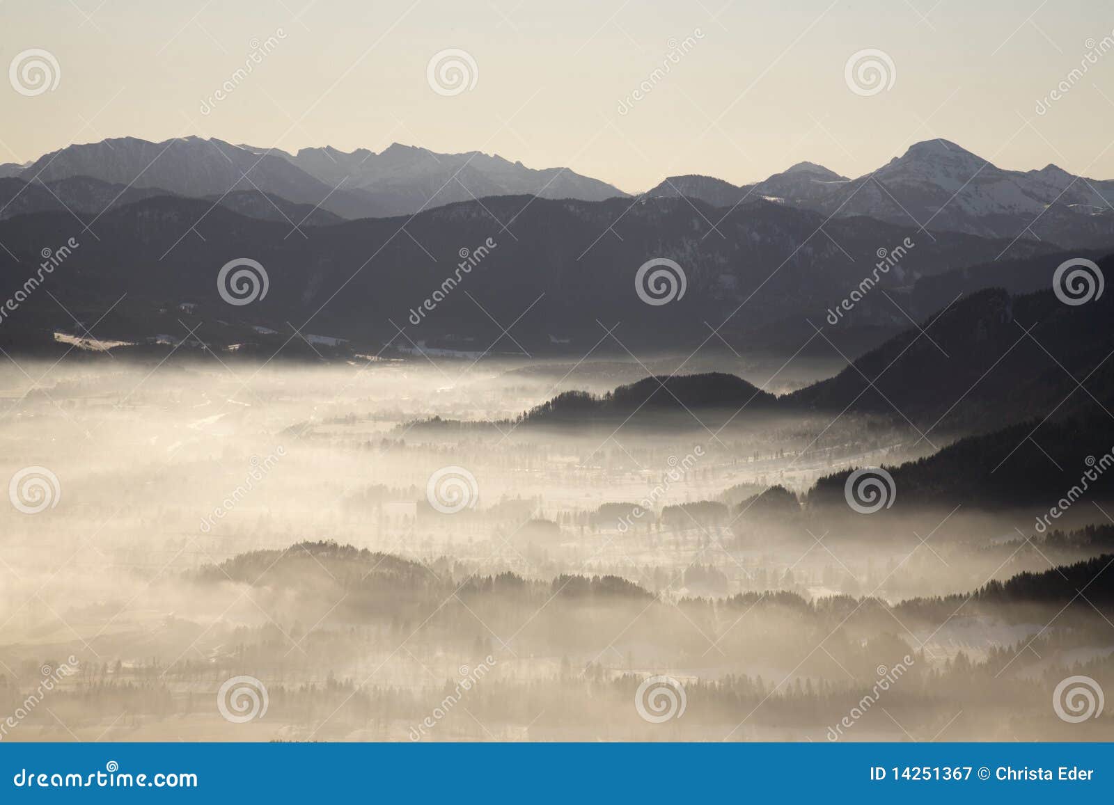 Morning mist in mountains stock image. Image of valley - 14251367