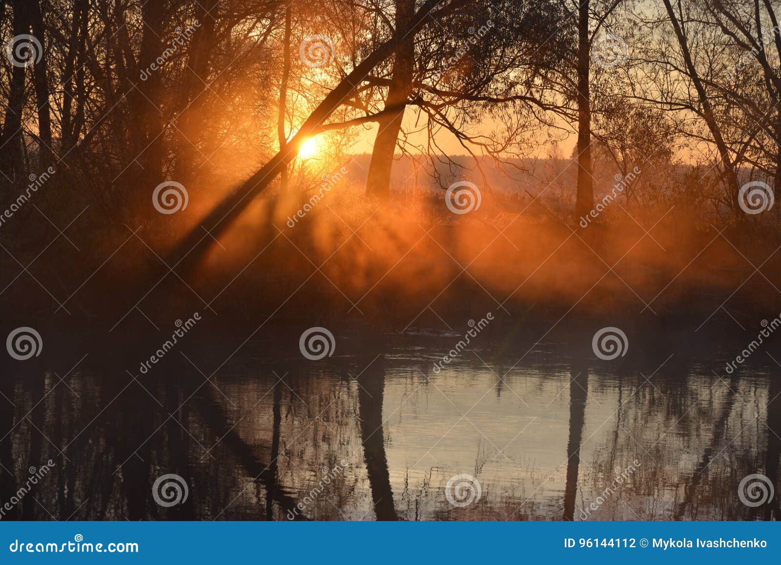 Morning mist over river stock photo. Image of water, calm - 96144112
