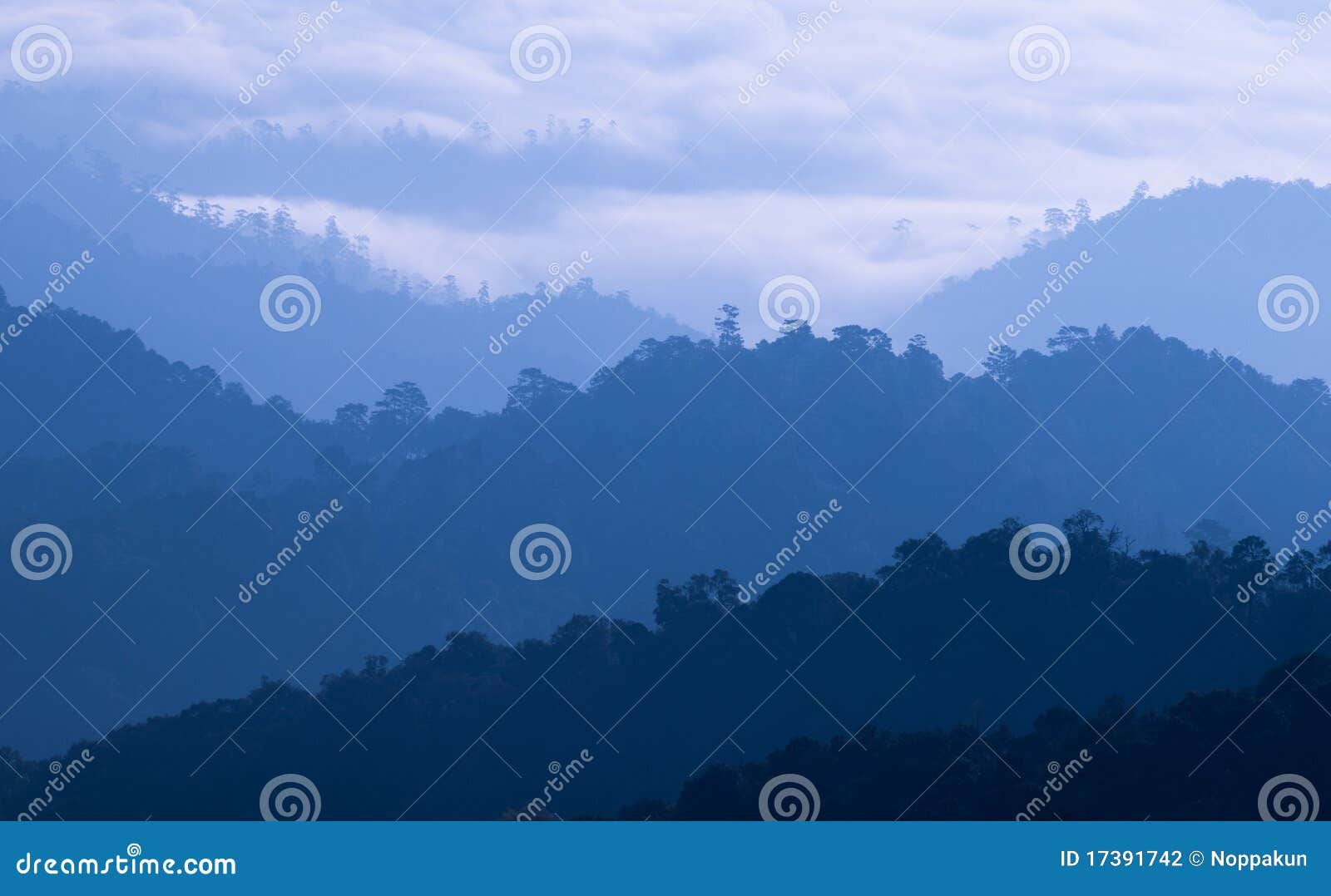Morning Mist at Tropical Mountain Range, Thailand Stock Photo - Image ...
