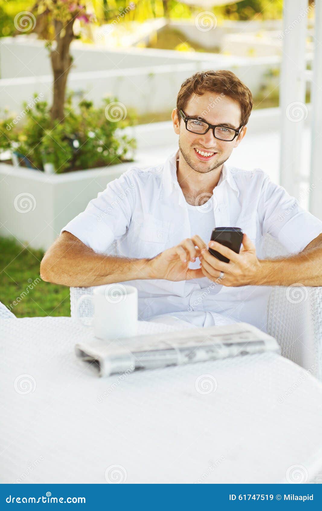 Morning with mobile phone stock image. Image of professional - 61747519