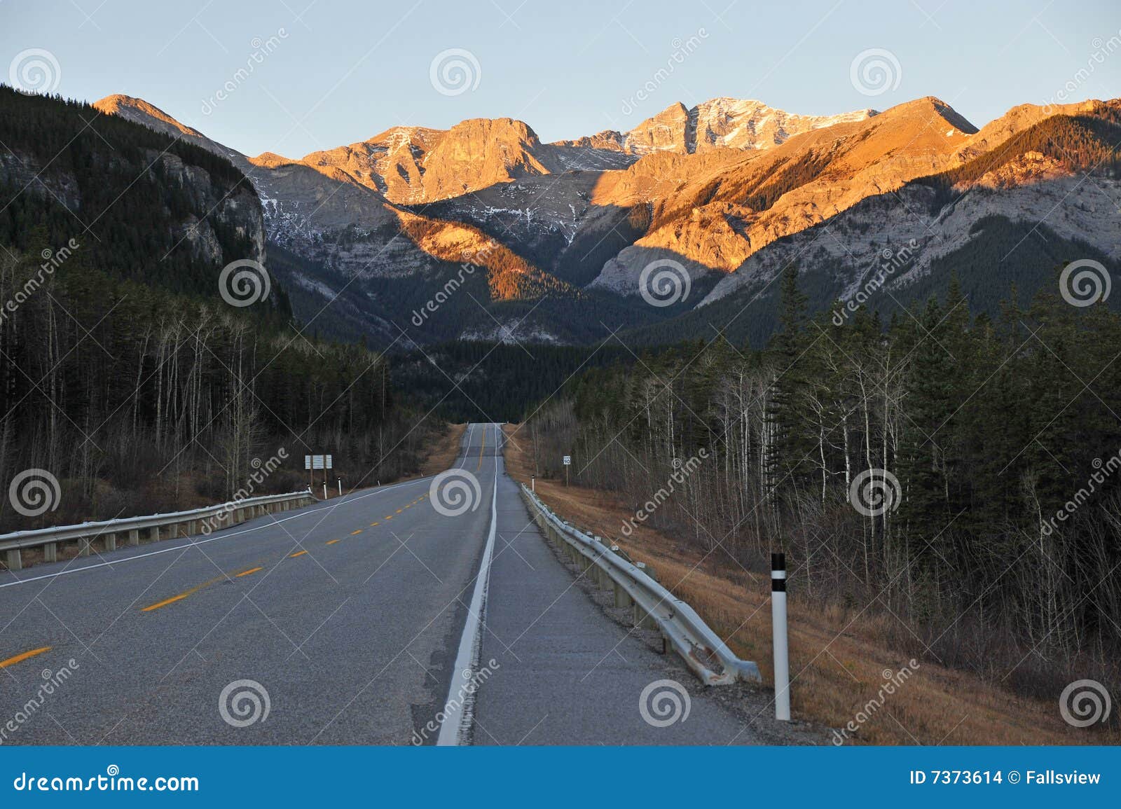 Morning Mountain and Highway Stock Photo - Image of golden, highway ...