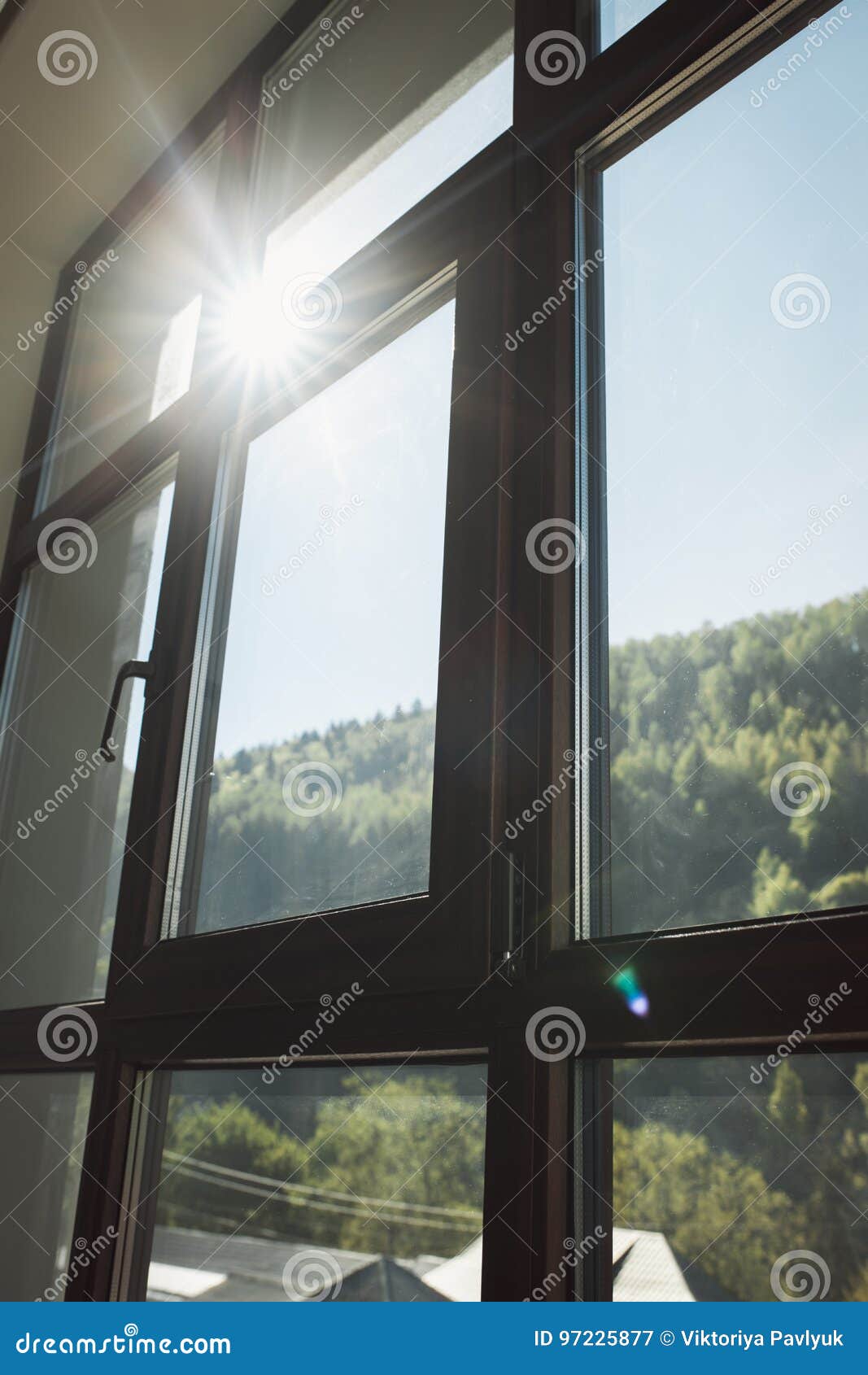 Morning in the Mountains. Sun Shines through the Window Stock Image ...