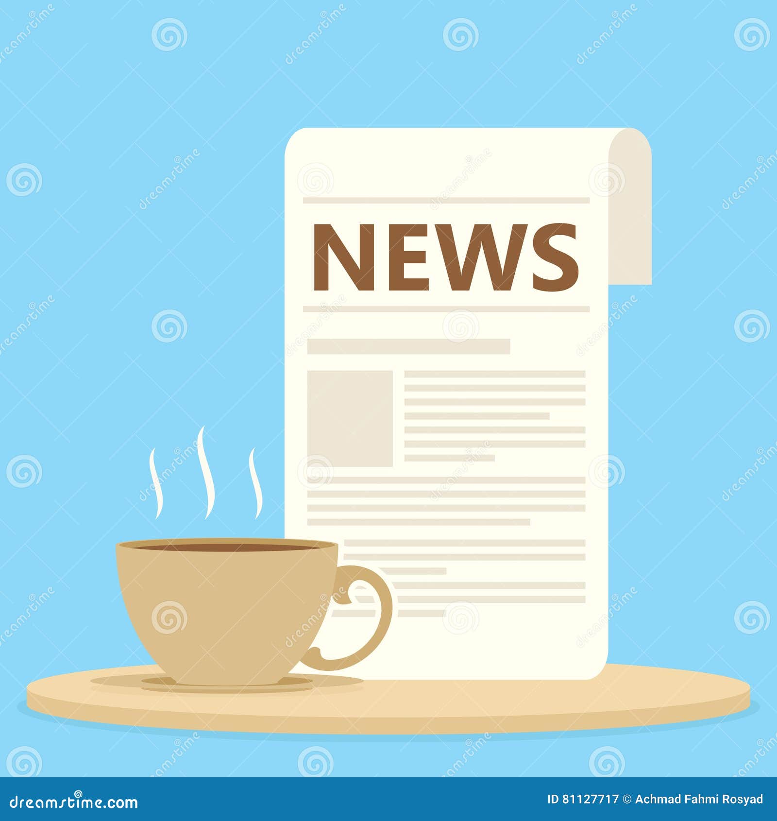 Morning Newspaper with Coffee or Tea Stock Vector - Illustration of ...