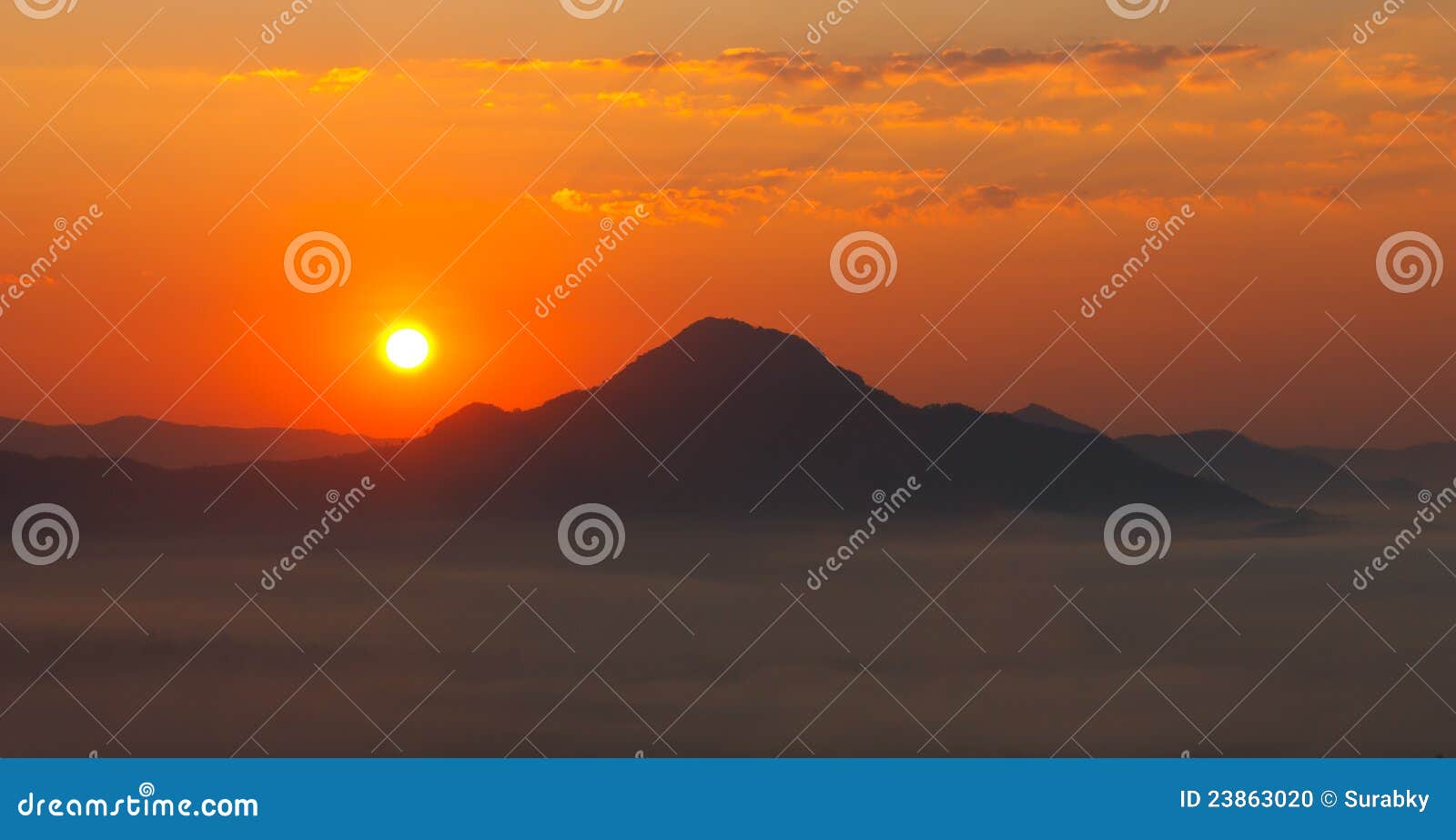 Morning over mountain stock photo. Image of dawn, countryside - 23863020