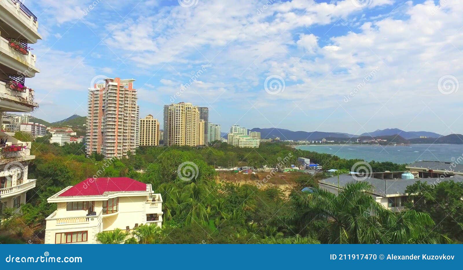 Morning Panorama View at China Sea Shore Stock Photo - Image of coast ...