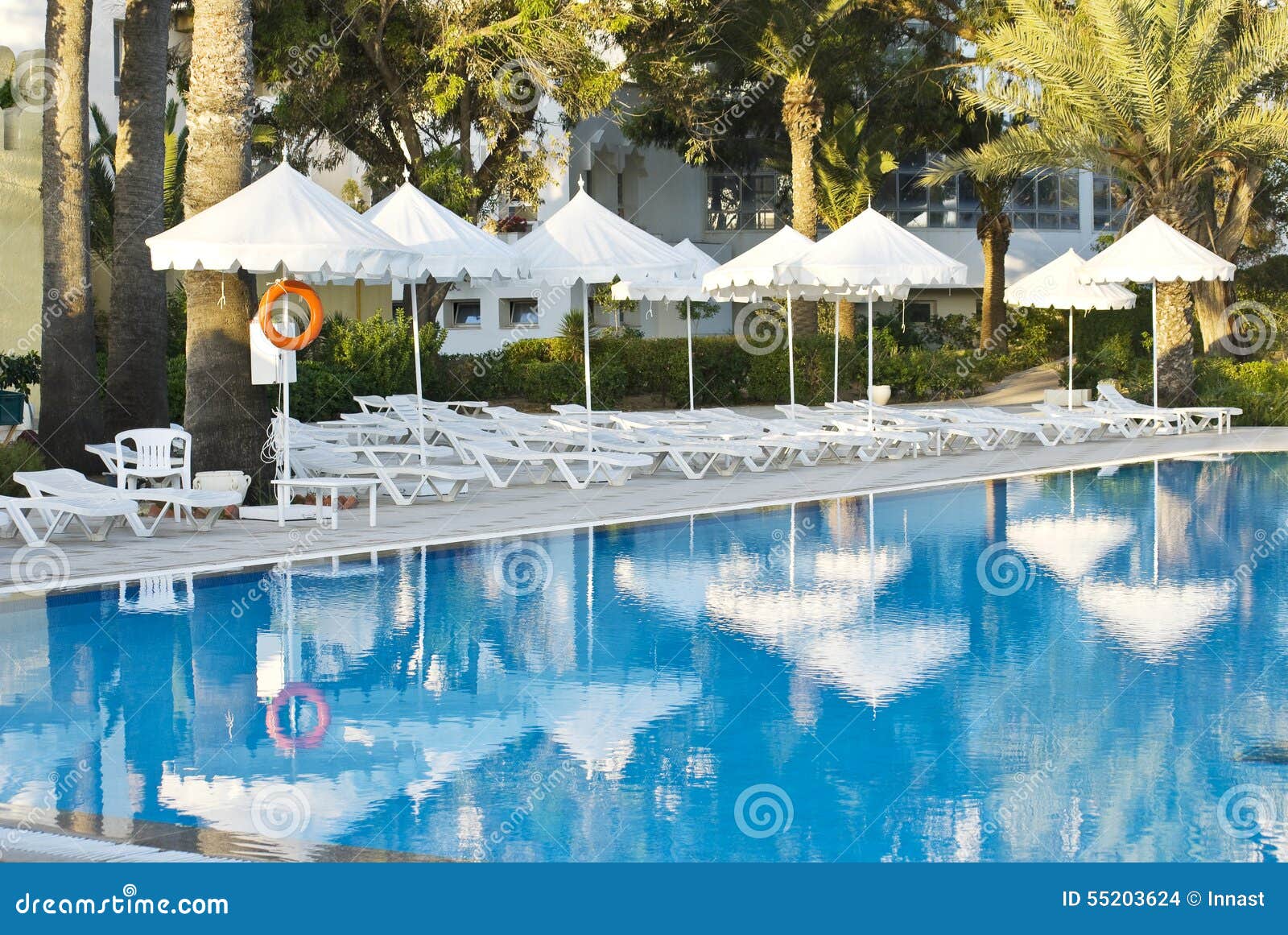 Morning by the Pool at the Hotel Stock Photo - Image of activity, scene ...
