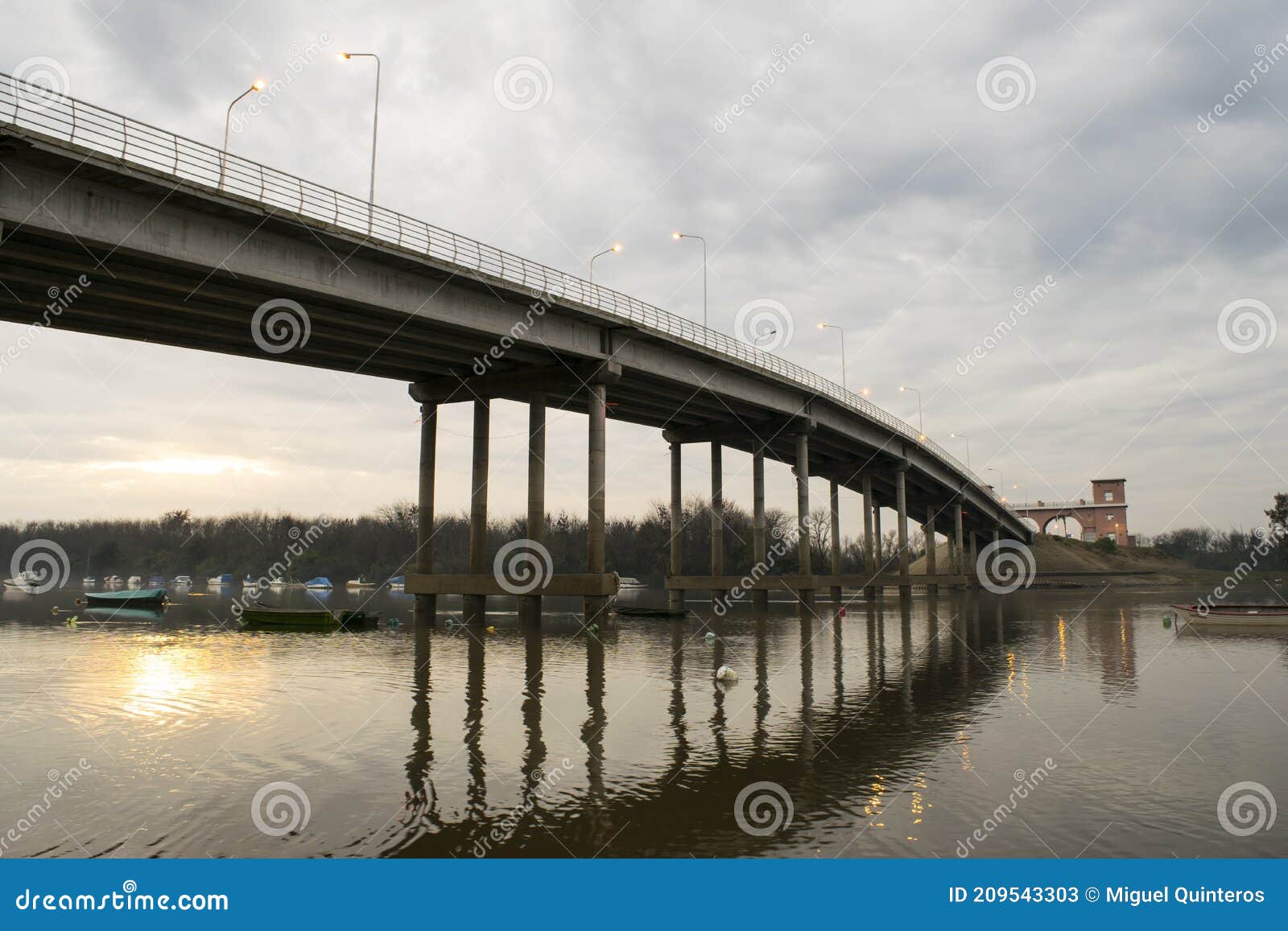 In the Morning with the Sunrise Under the Bridge Stock Image - Image of ...
