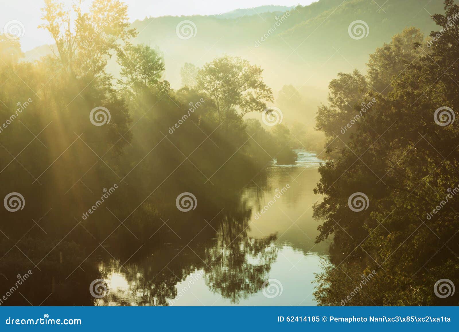 Morning River stock image. Image of mist, river, sunrise - 62414185
