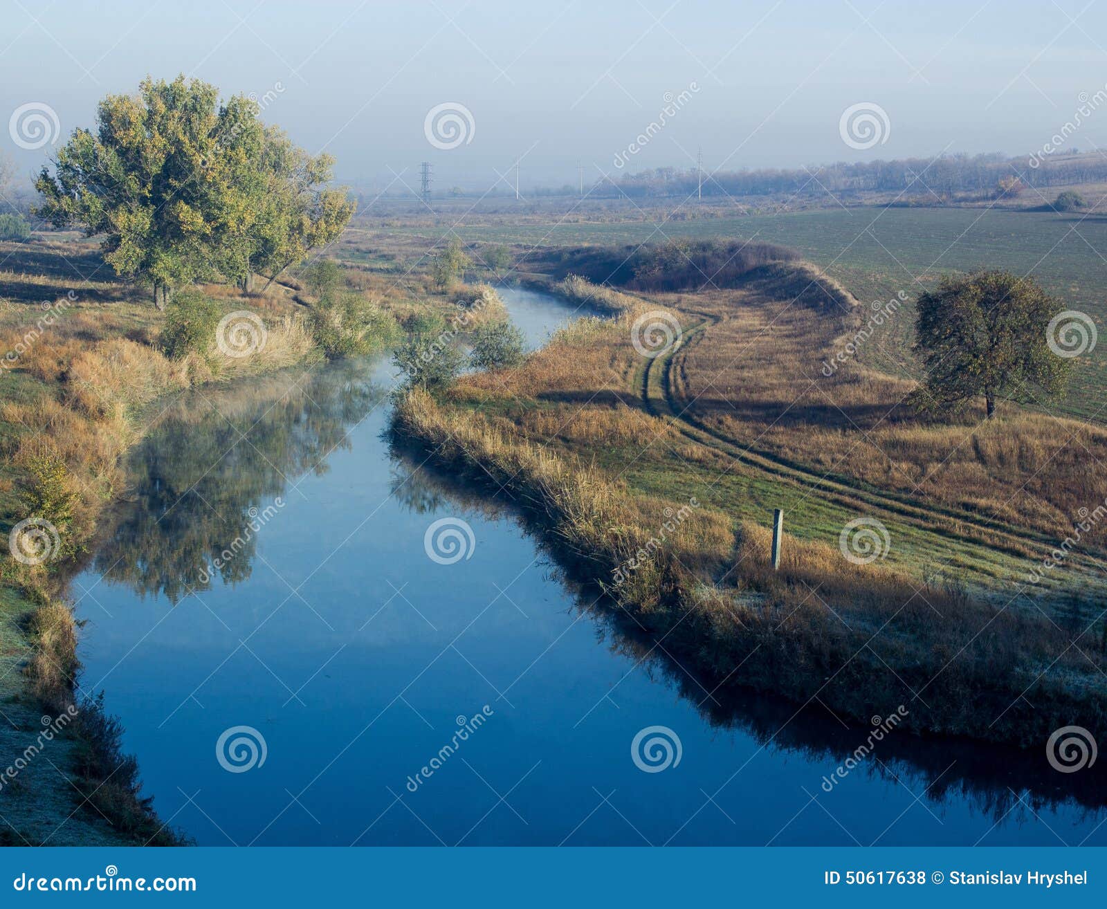 Morning river stock photo. Image of nature, blue, field - 50617638