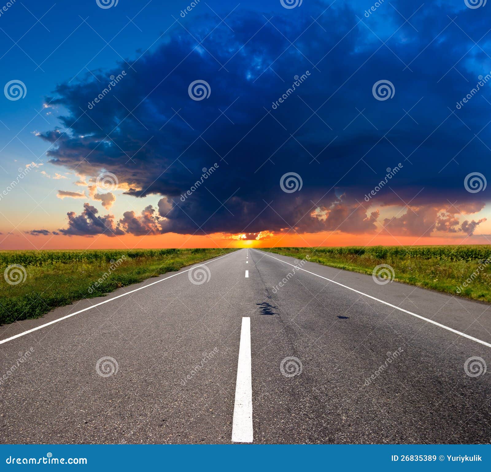 Morning road stock image. Image of sunrise, green, nature - 26835389