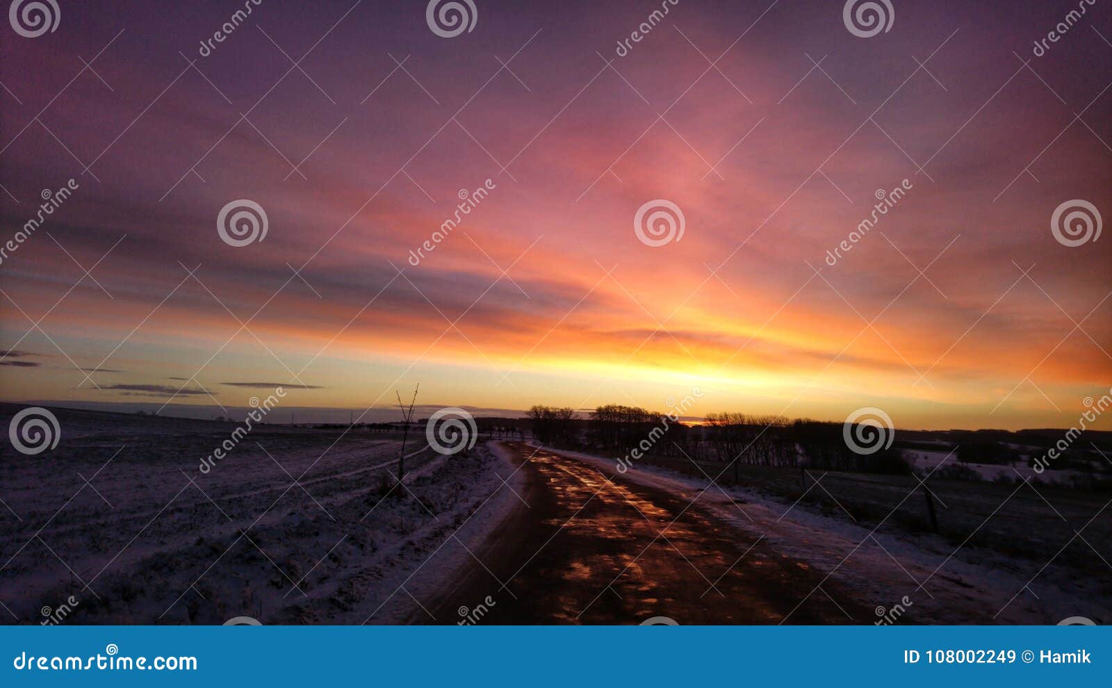 Morning road stock image. Image of clouds, view, sunset - 108002249