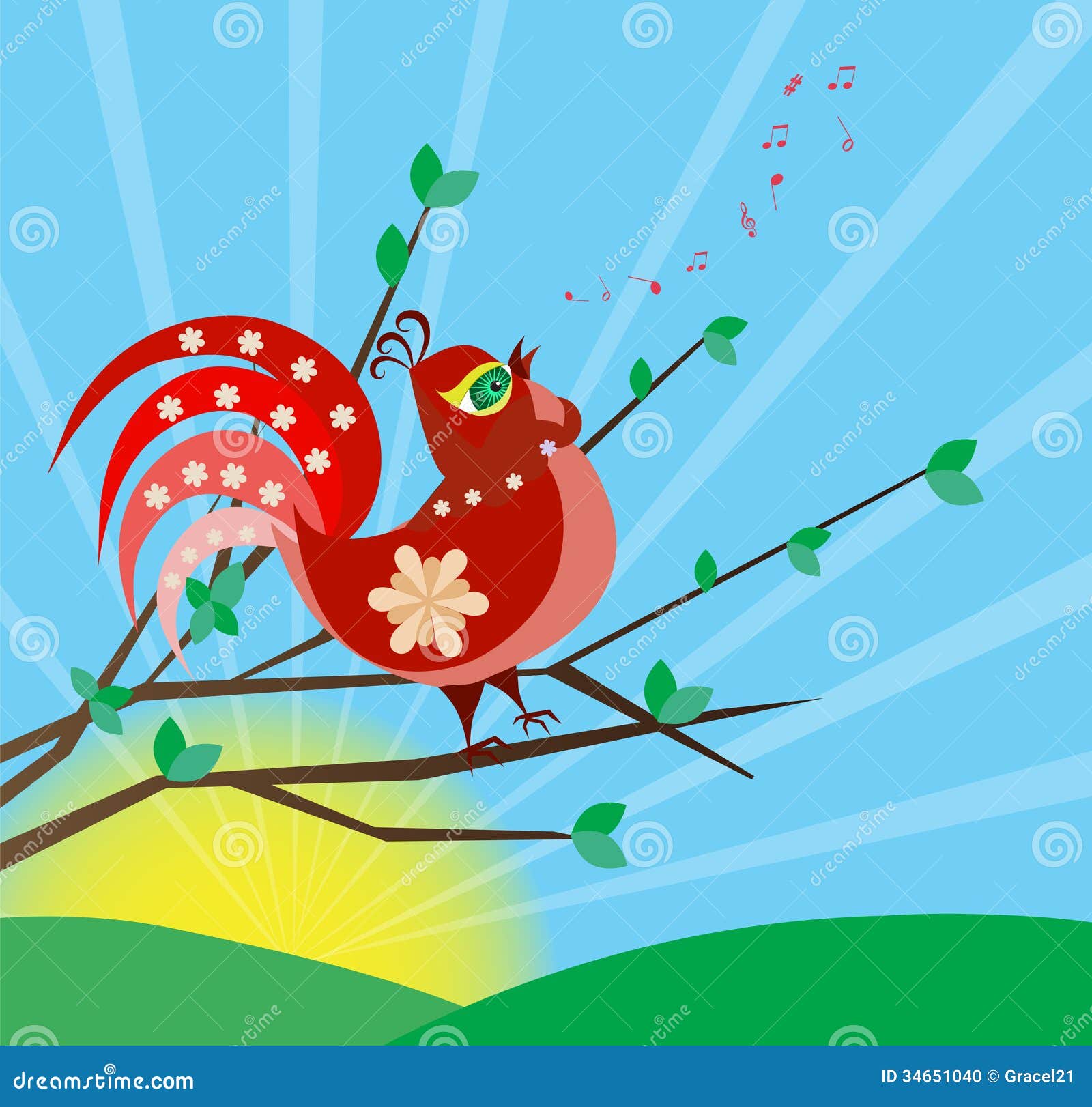 Morning rooster stock vector. Illustration of fresh, chicken - 34651040