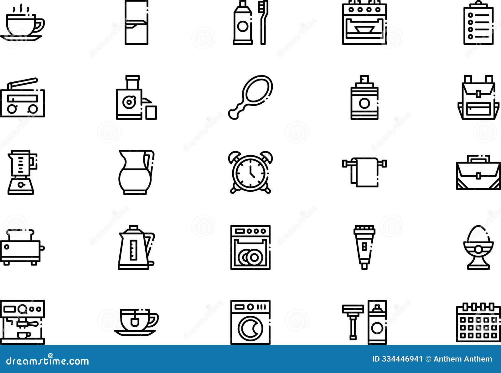 Morning Routine Icons Collection is a Vector Illustration with Editable ...