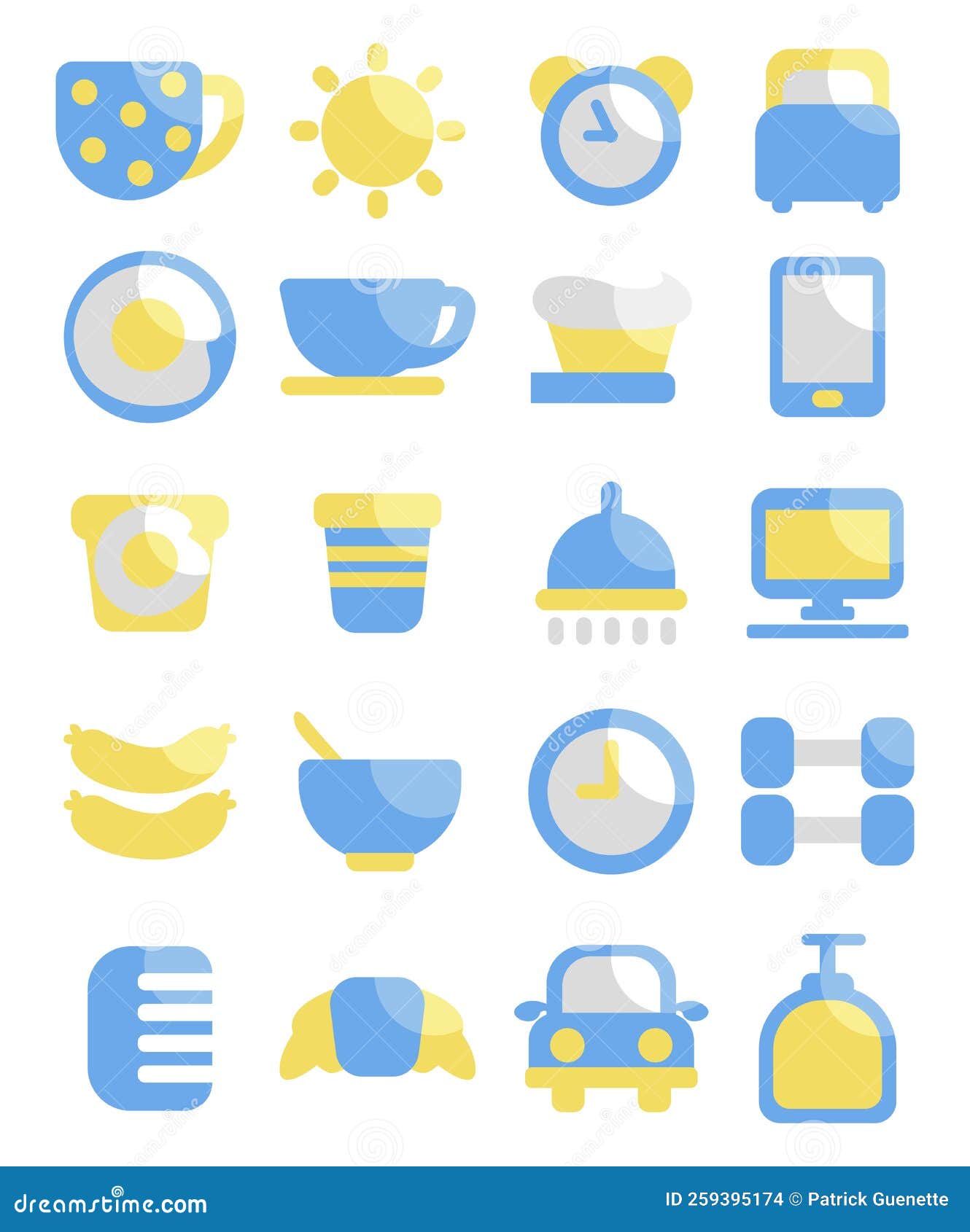 Morning routine, icon stock vector. Illustration of flat - 259395174