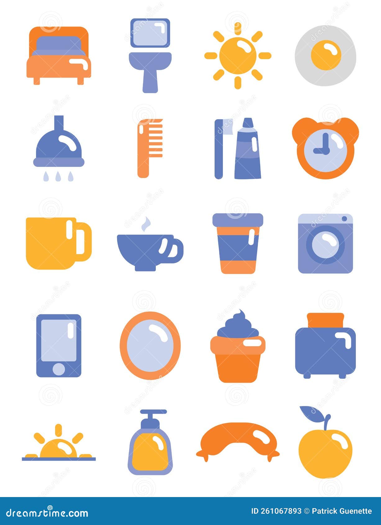 Morning routine, icon stock vector. Illustration of character - 261067893
