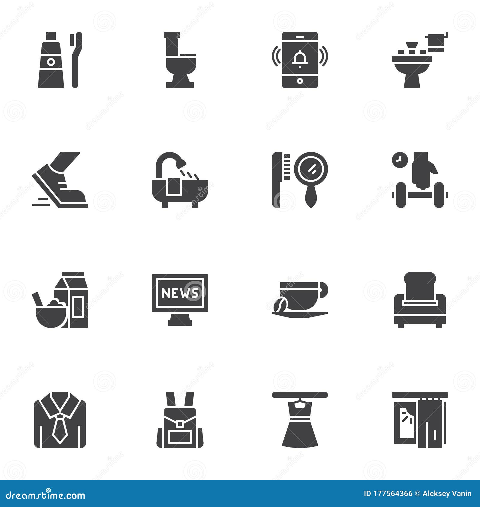 Morning Routine Vector Icons Set Stock Vector - Illustration of perfect ... Morning Routine Vector Icons Set Stock Vector - Illustration of perfect ...