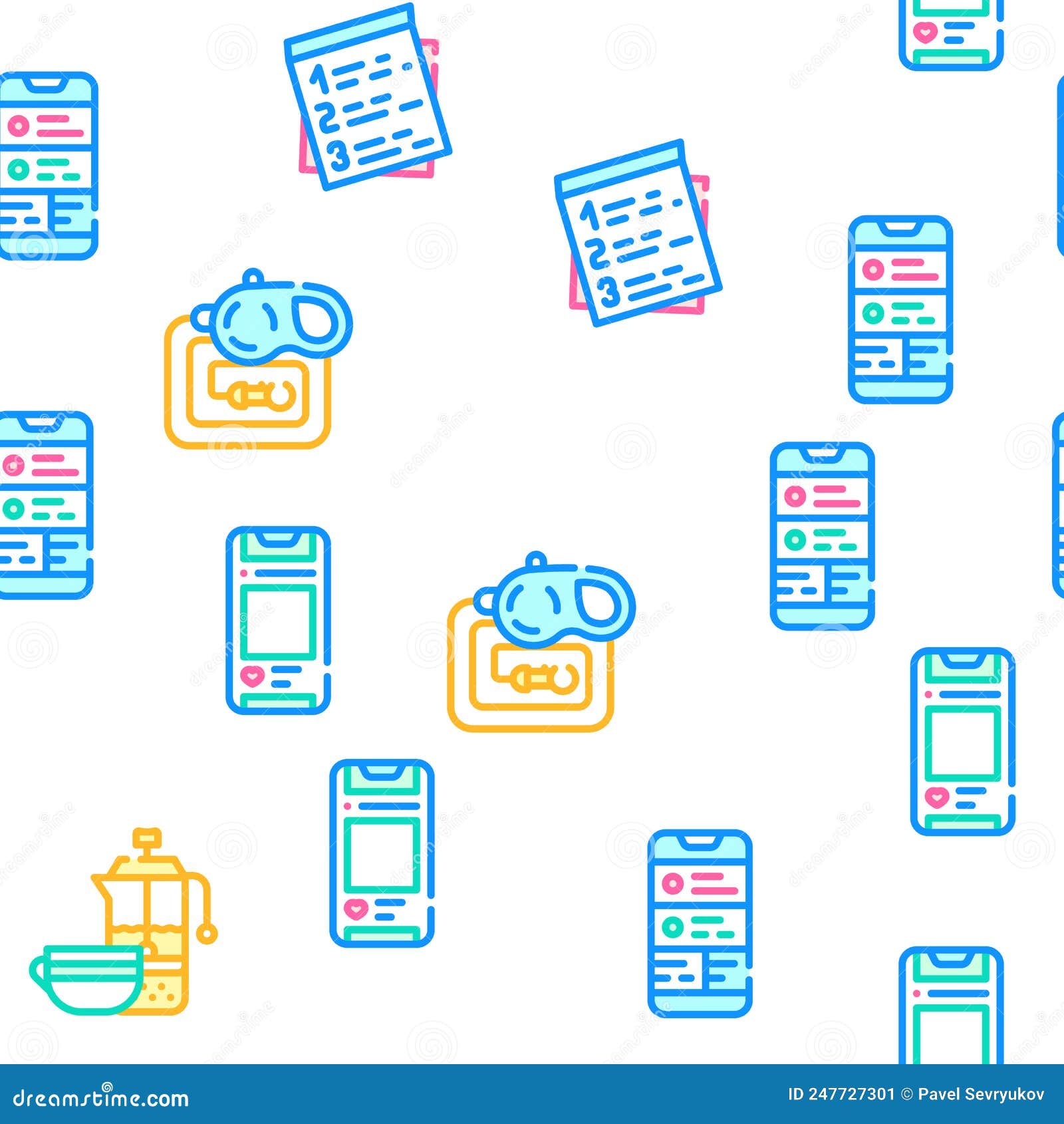 Morning Routine daily Vector Seamless Pattern Stock Vector ...