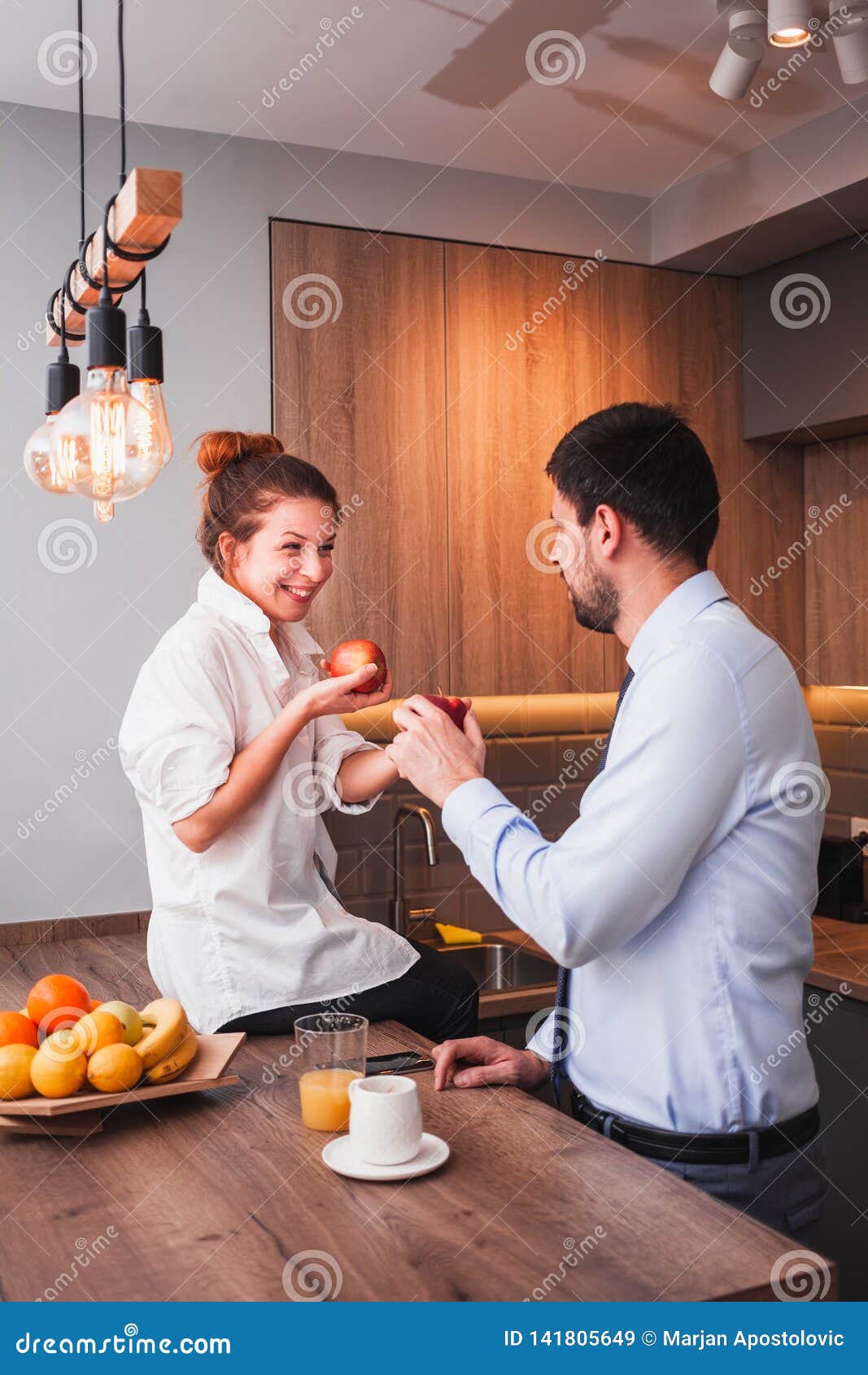 Morning Routine of a Young Married Couple Stock Image - Image of couple ...