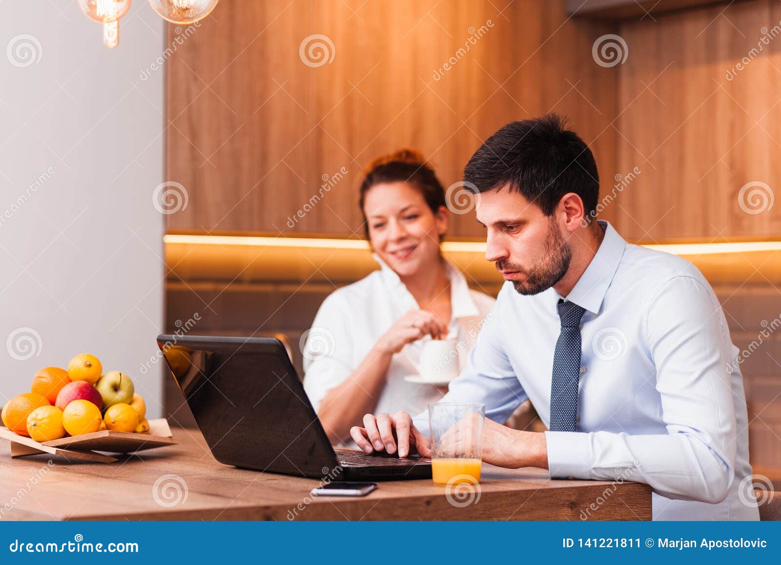 Morning Routine of a Young Couple Stock Image - Image of caucasian ...