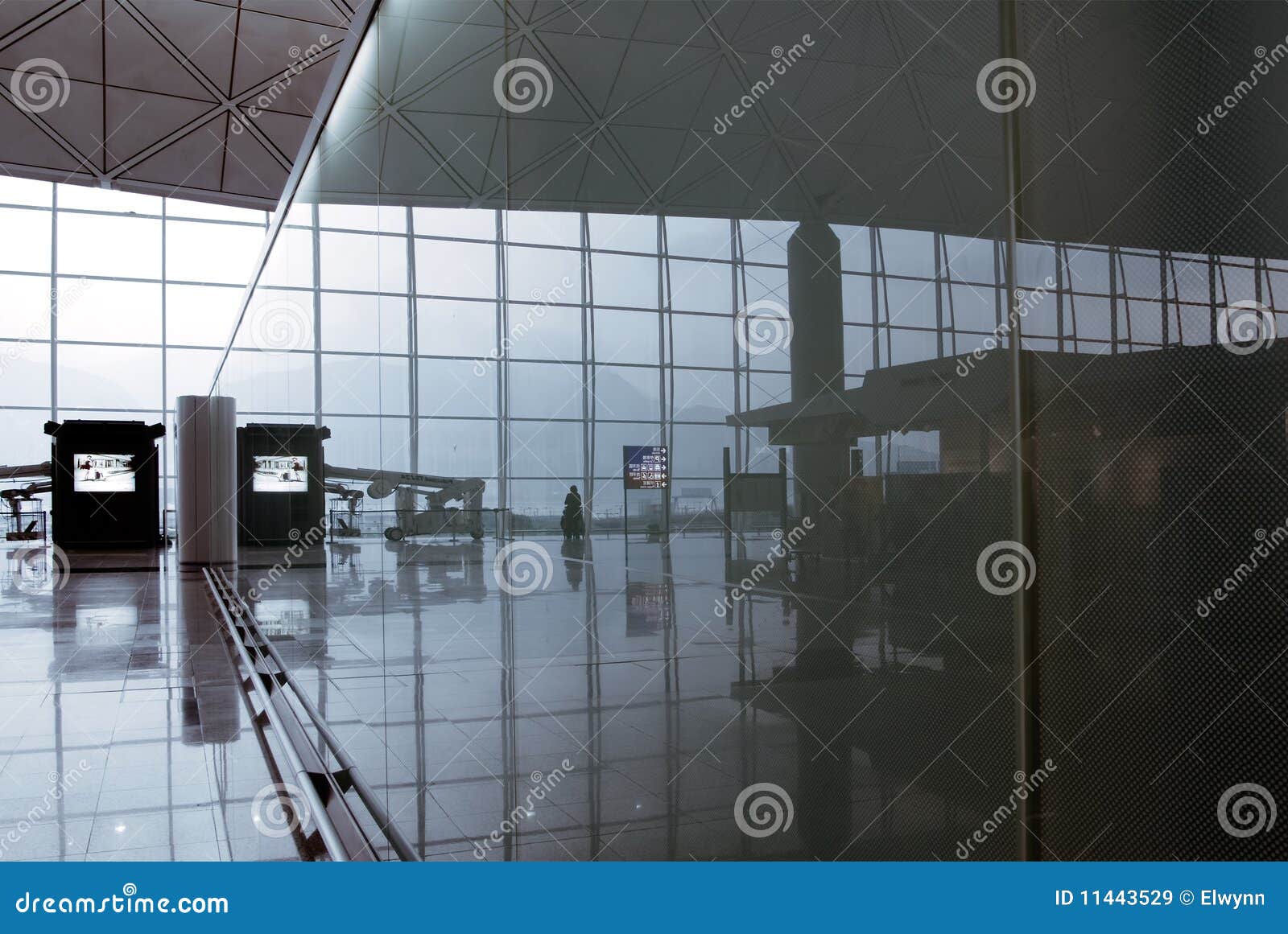 Morning Scene from the Glass Reflection Stock Image - Image of indoor ...