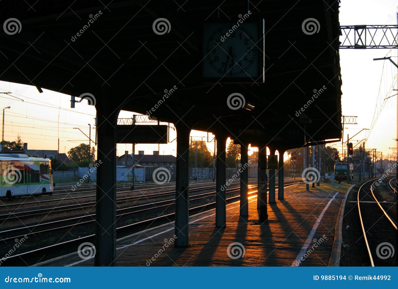 Morning Scene at the Railway Station Stock Photo - Image of departure ...