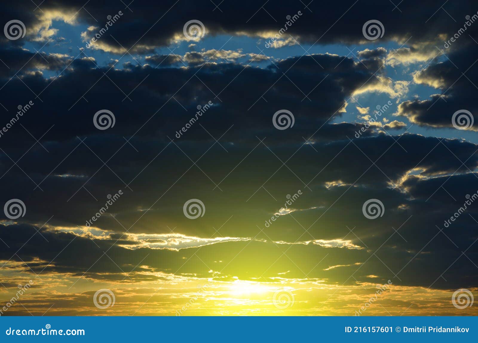 Beautiful Morning Sky with Bright Sun, Rays and Clouds. Stock Image ...
