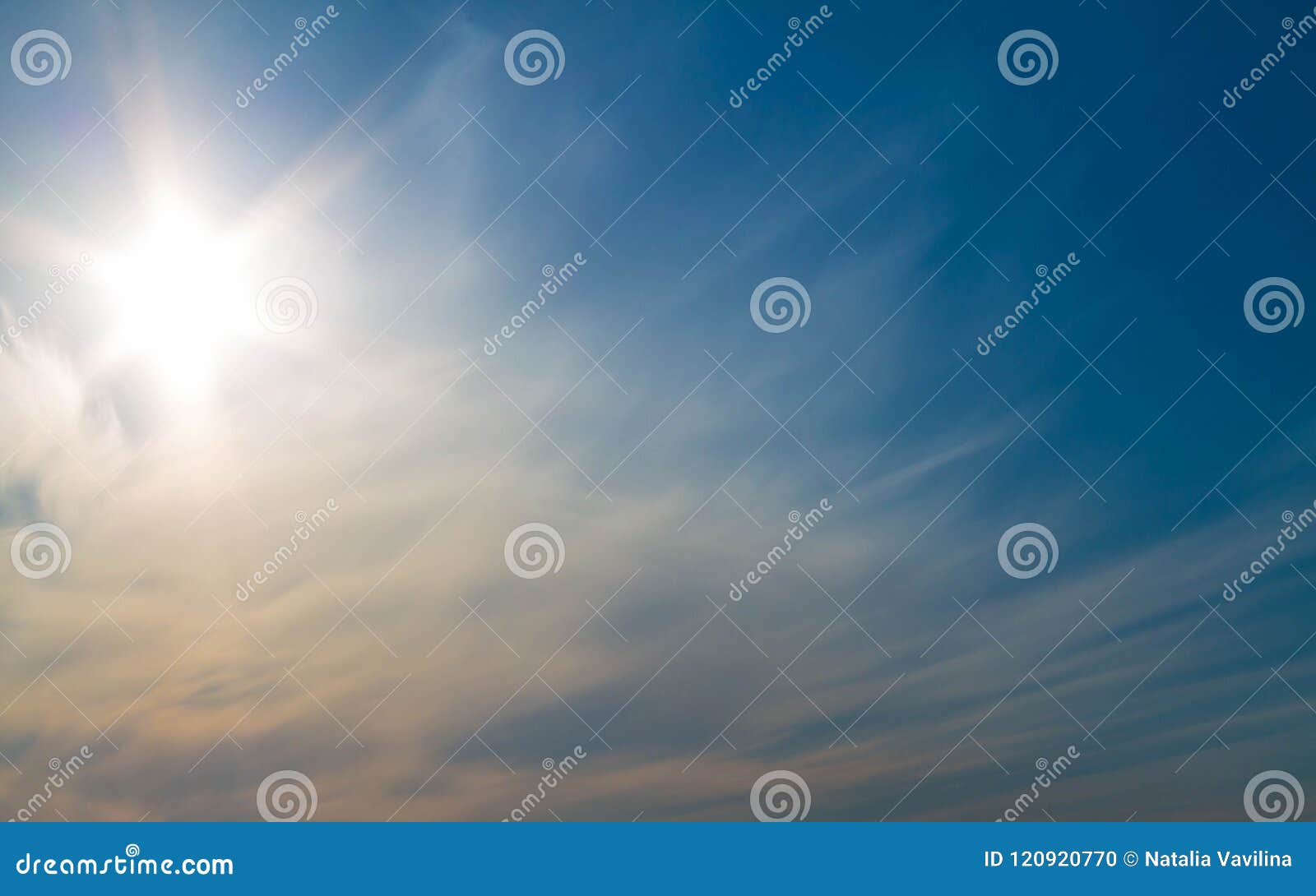 Morning Sun in Blue Sky with Clouds Stock Photo - Image of sunlight ...
