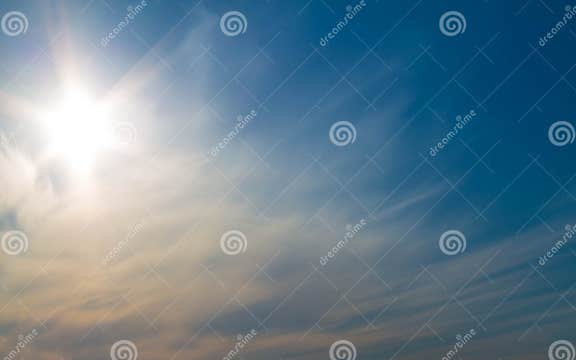 Morning Sun in Blue Sky with Clouds Stock Photo - Image of sunlight ...