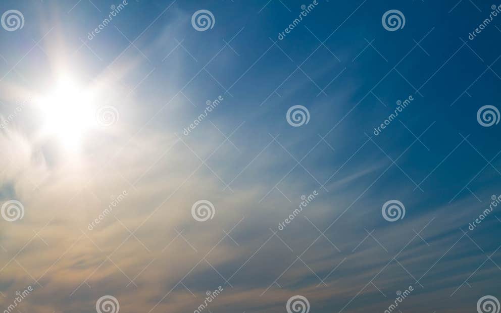 Morning Sun in Blue Sky with Clouds Stock Photo - Image of sunlight ...