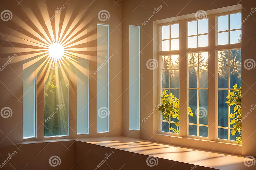 Morning Sunlight Radiating through Windows in a Cozy Interior Space ...