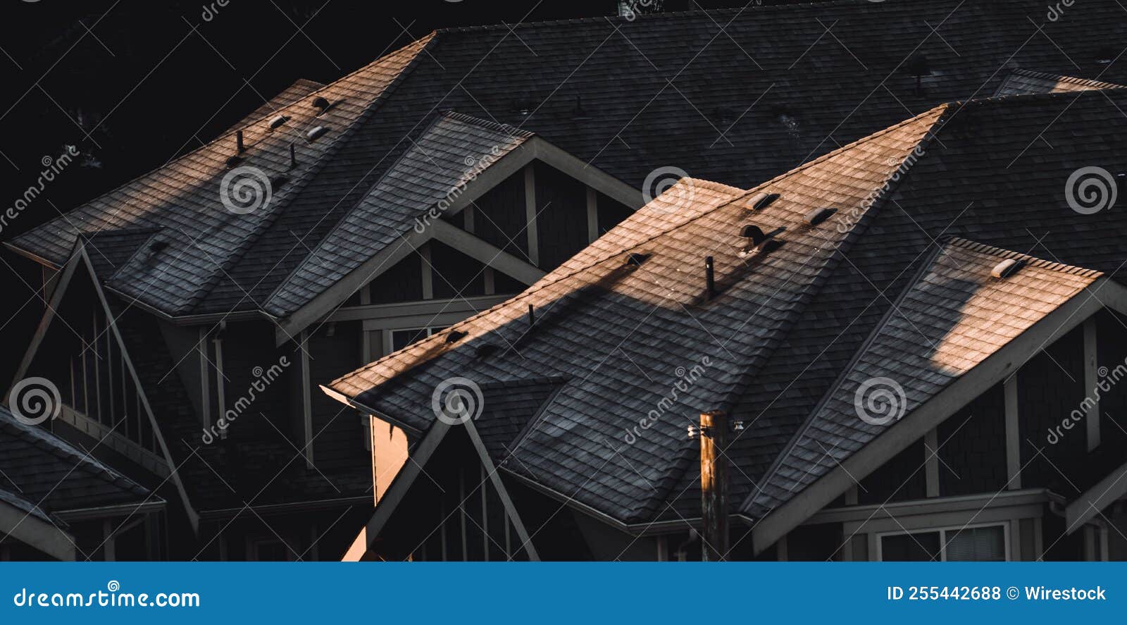 Morning Sunlight on Tiled Rooftops. Canada Stock Photo - Image of roofs ...