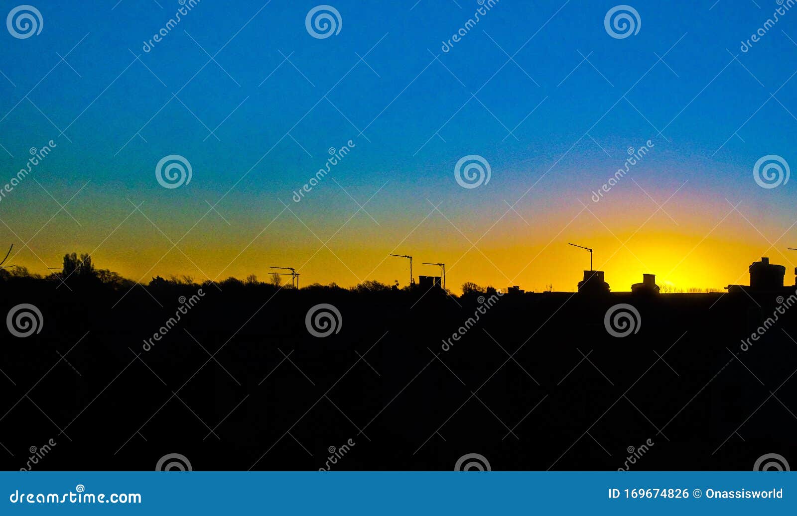 Morning Sunrise Rooftops stock photo. Image of sunsets - 169674826