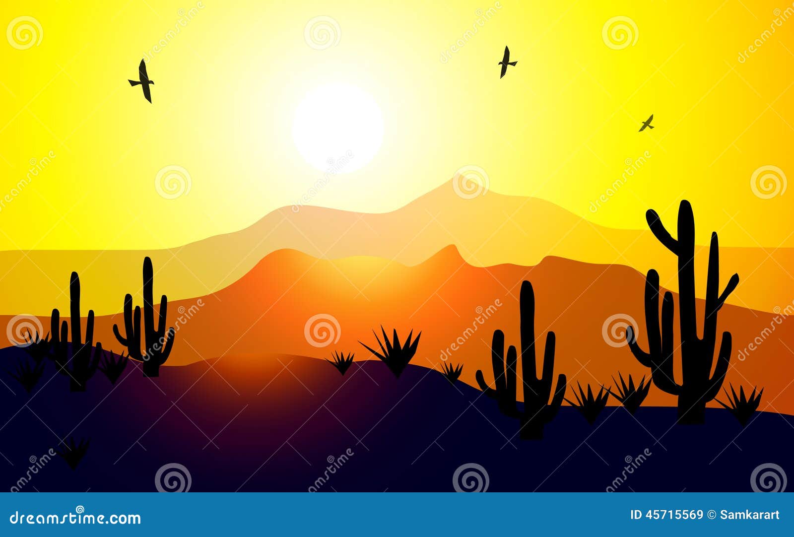Morning Sunrise Valley (Arizona)-Vector Stock Vector - Illustration of ...
