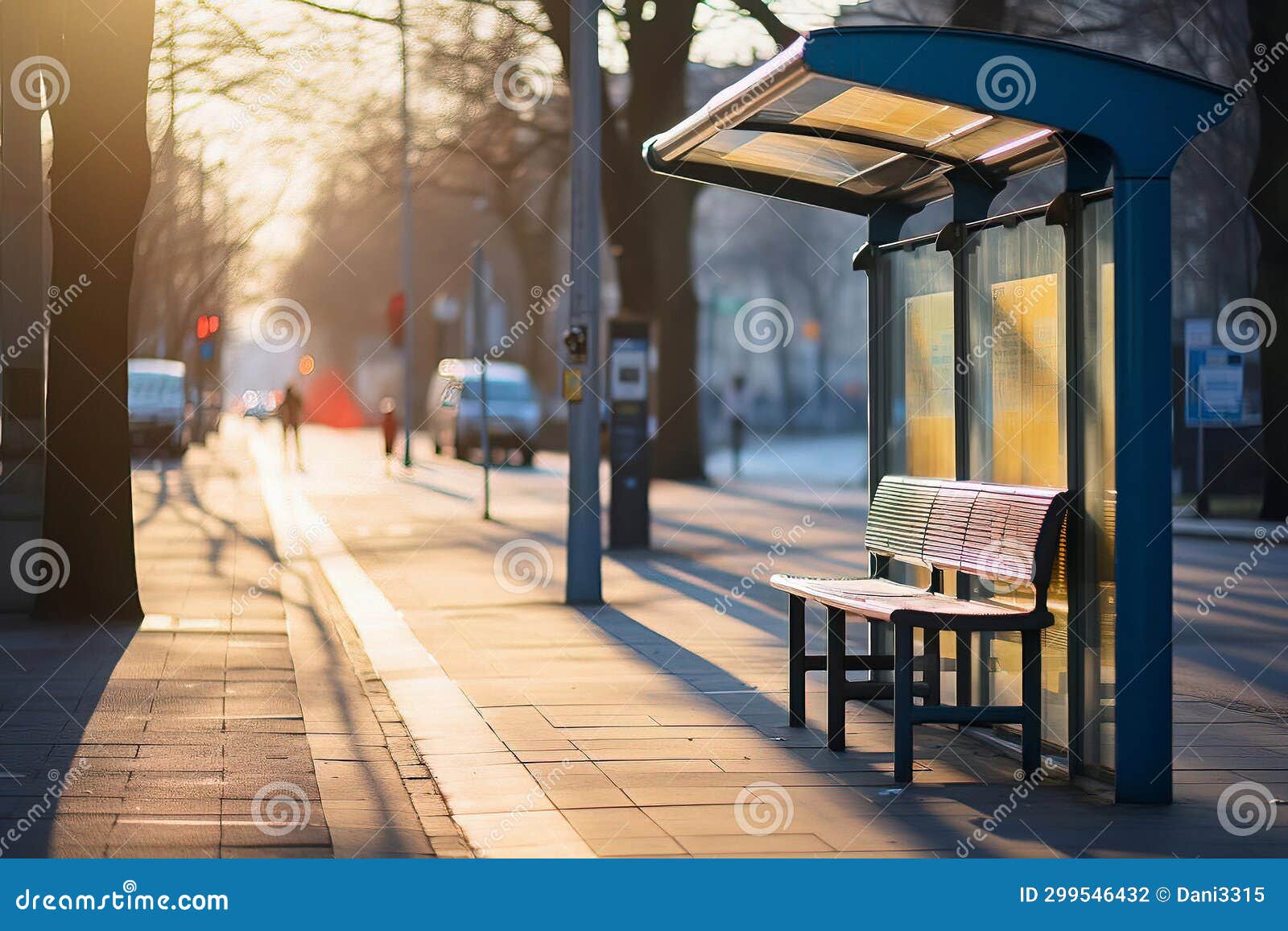 Morning Sunshine at the City Bus Stop Stock Photo - Image of waiting ...