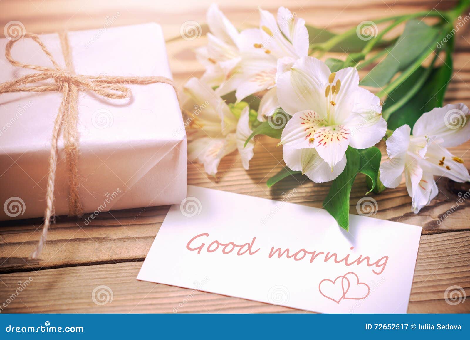 Morning Surprise - Flowers and Gift Box Stock Image - Image of holiday ...