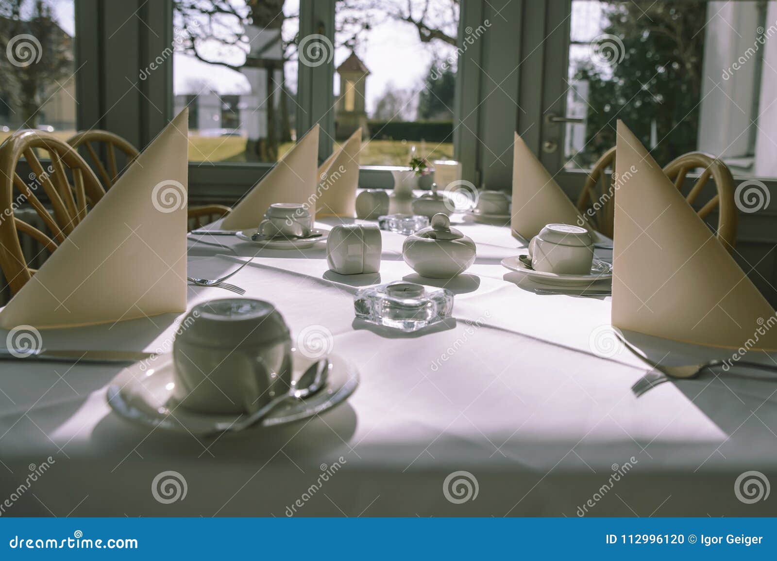 Morning Table Setting for Breakfast from White Tableware by the Stock ...