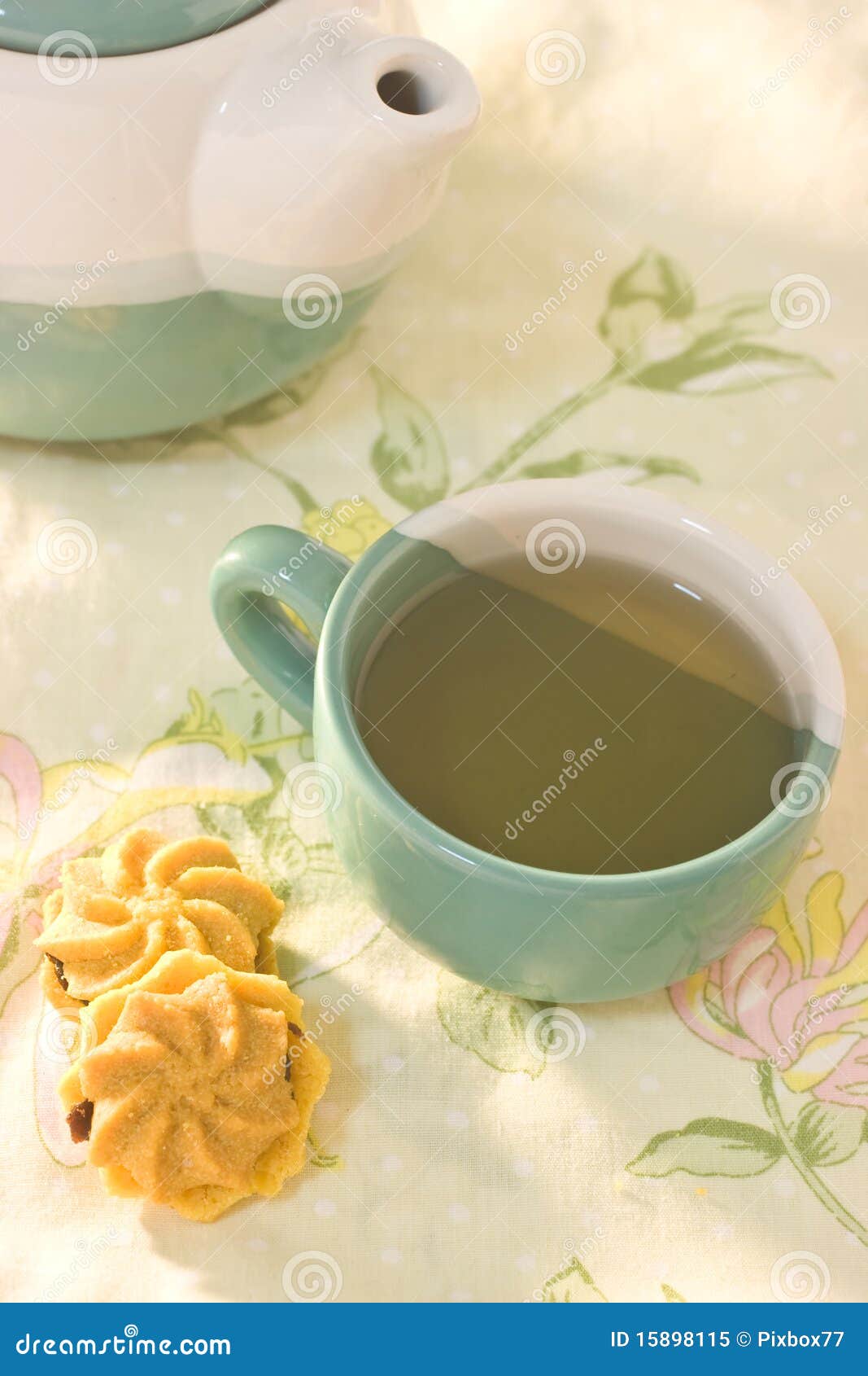 Morning tea with cookie stock image. Image of sweet, teacup - 15898115