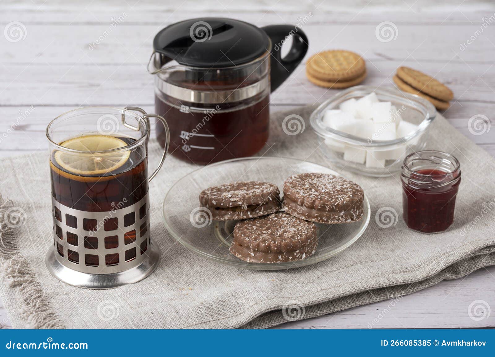 Morning Tea and Cookies on the Table Stock Image - Image of sweet ...