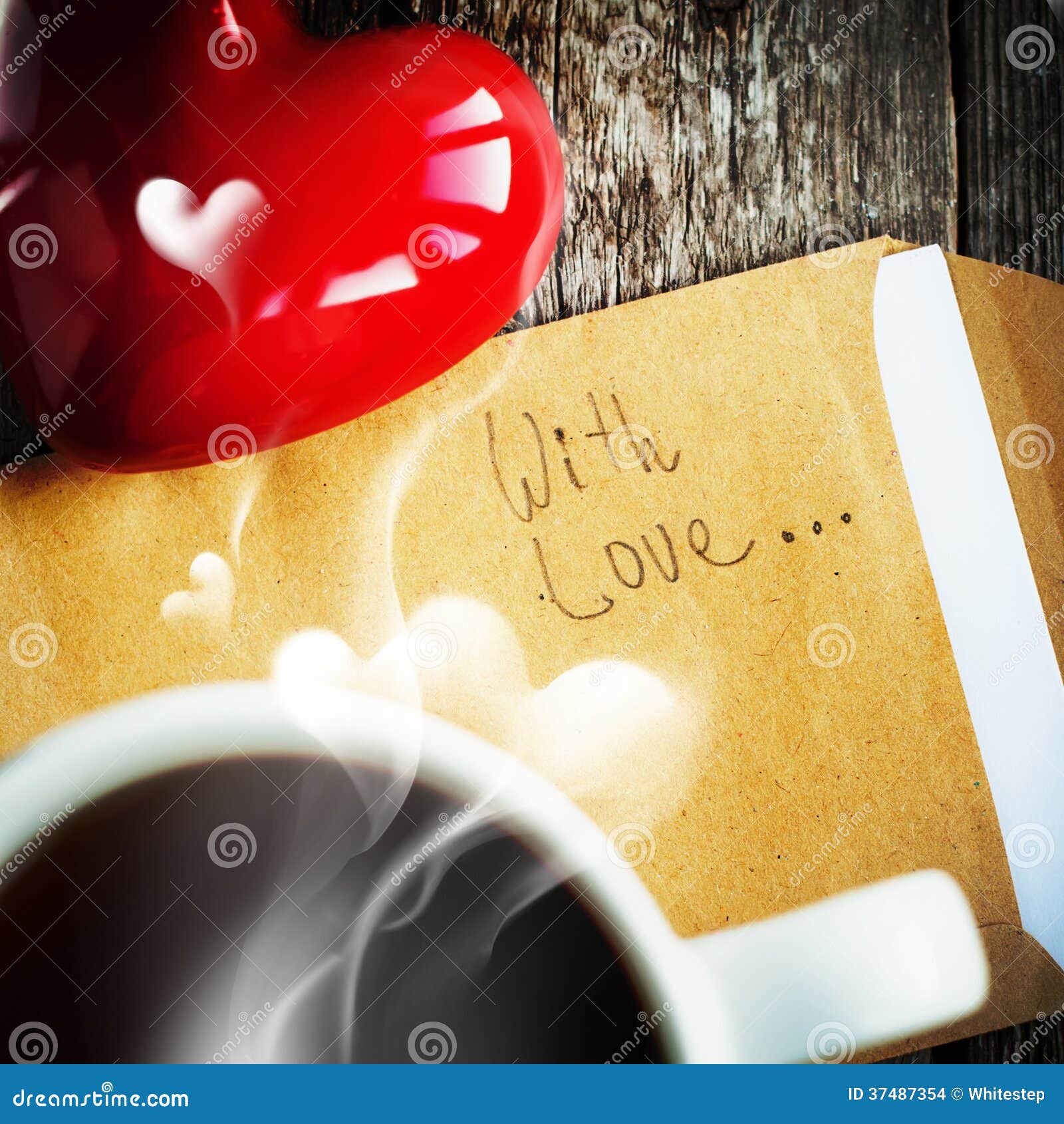 Morning Tea and Message with Love Stock Photo - Image of drink, alone ...