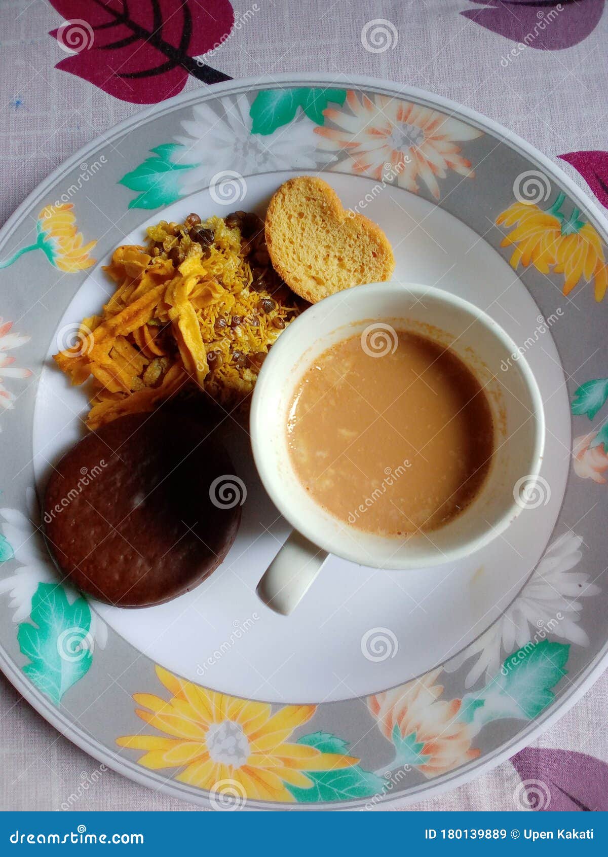 Morning Tea with Snacks in Indian Dinning Table Stock Image - Image of ...