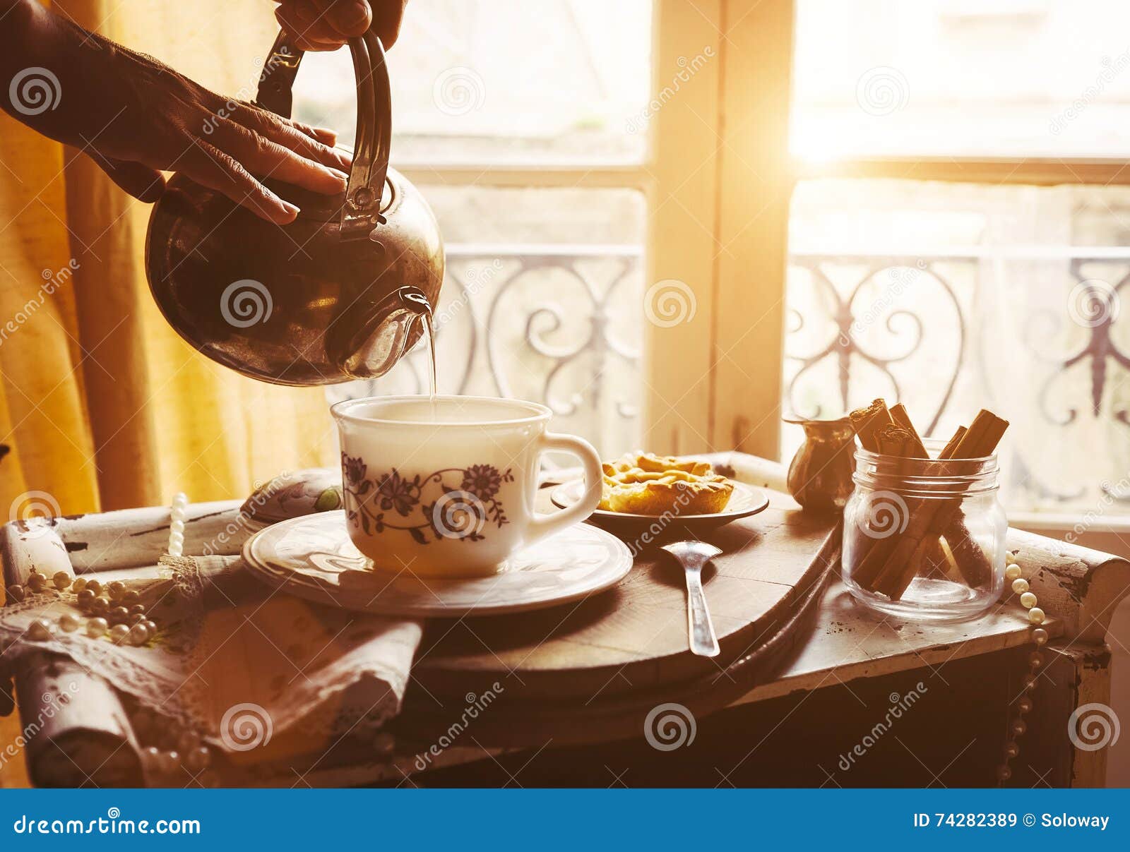 Morning Tea with Vintage Tea Props Stock Image - Image of life, herbal ...