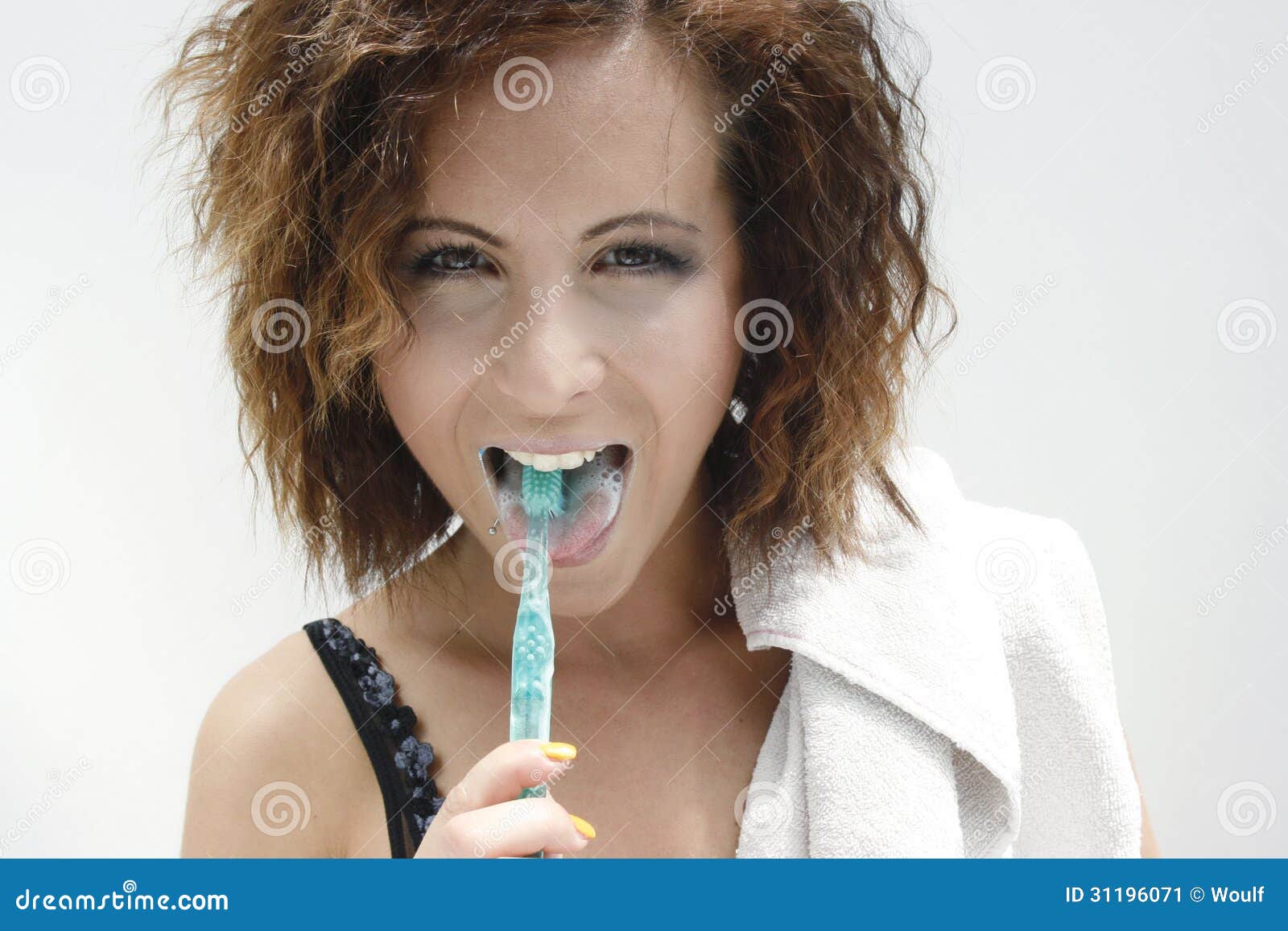 Morning teeth washing 4 stock image. Image of curly, hair - 31196071