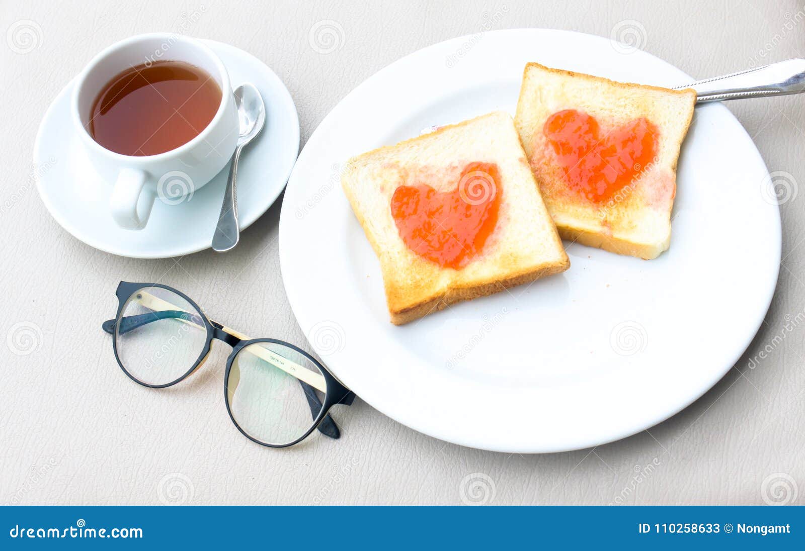 Coffee Breakfast Set with Bread Stock Image - Image of drink, collage ...