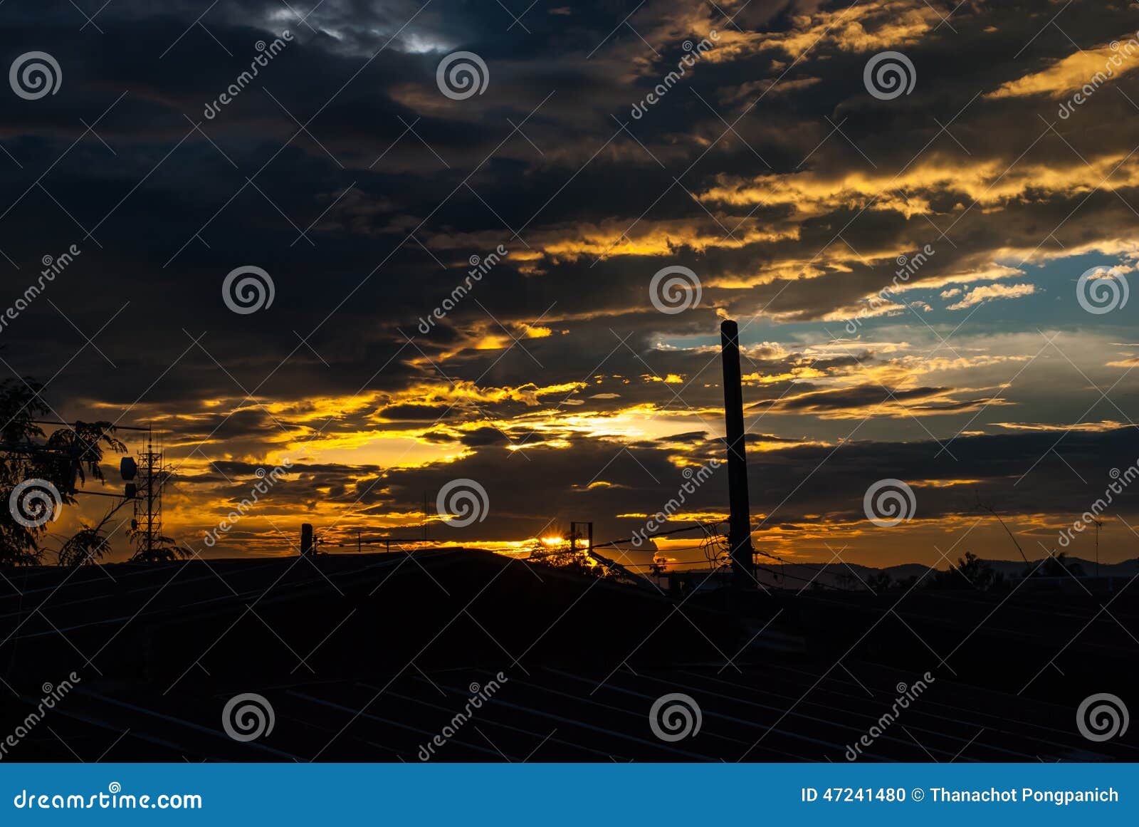 The Morning Tropical Sun Seen Behind the Clouds Stock Photo - Image of ...