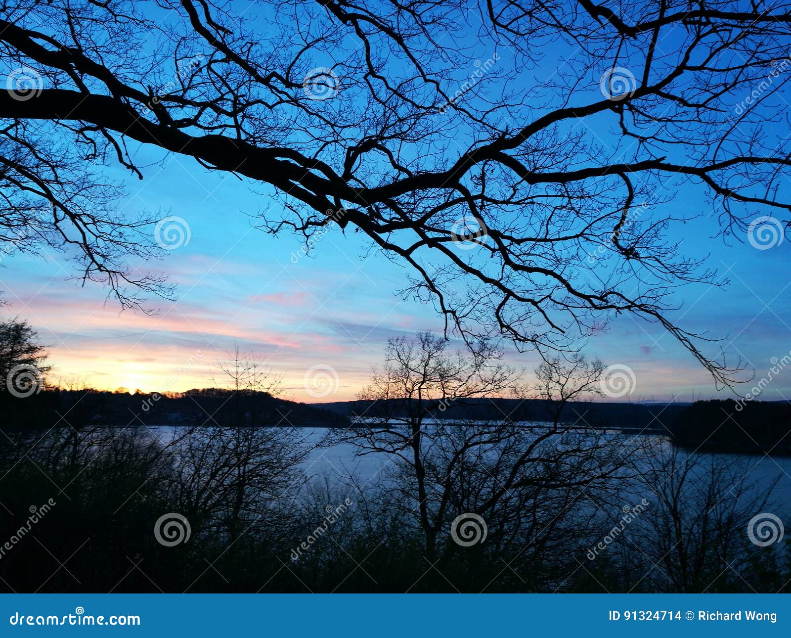 Morning View Being Covered with Deep Blue Light Stock Photo - Image of ...